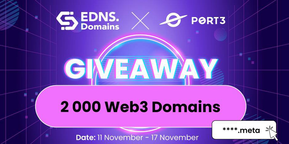 SoQuest - 📣 EDNS & Port3 Giveaway: 2000 Domains + 2000 NFT