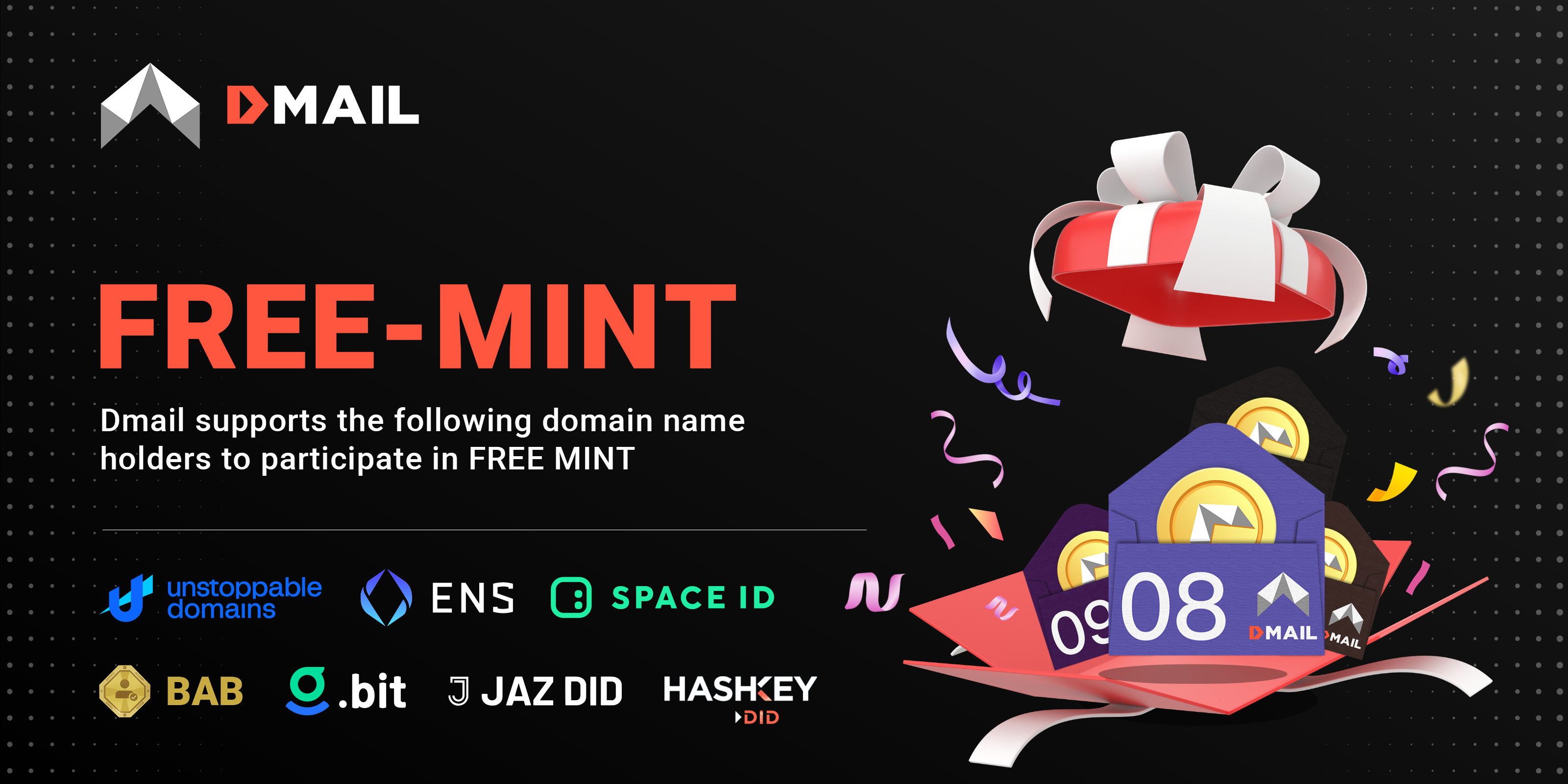 SoQuest - Giveaways of $100 Dmail NFT Domain Accounts!